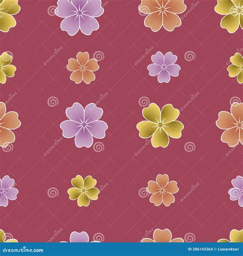 Blossoming Sakura Serenity Colorful Sakura Seamless Pattern Design Stock Vector Illustration