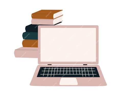 Premium Vector Laptop Computer With Books Isolated Icon Vector Illustration Design