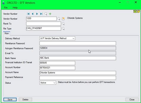 Setup EFT Vendor With Multiple File Types