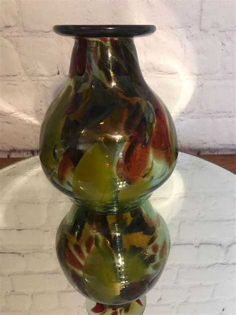 Vintage Hand Blown Art Glass Vase Signed Etsy
