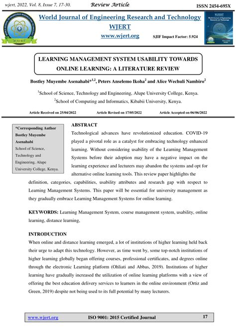 Pdf Learning Management System Usability Towards Online Learning A Literature Review