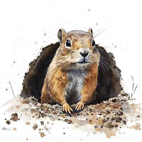 Cute Gopher Peeking Out Of Its Hole Stock Illustration Illustration Of Curious Cartoon 391495592