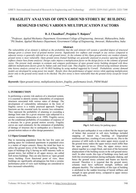 Fragility Analysis Of Open Ground Storey Rc Building Designed Using Various Multiplication