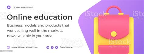 온라인 교육 원격 수업 전자 학습 배낭 소셜 미디어 배너 템플릿 3d 아이콘 벡터 3차원 형태에 대한 스톡 벡터 아트 및 기타 이미지 3차원 형태 고객 참여 공부