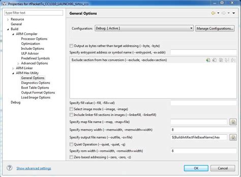 ccs cc1310 hex file generated using arm hex utility is not working