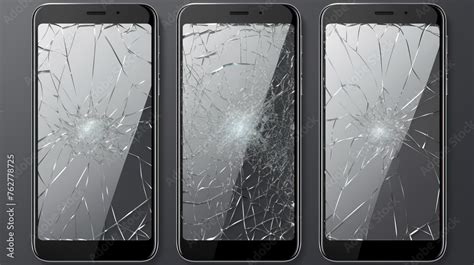 ภาพประกอบสต็อก Cracked Glass Vector Scratched Phone Screen Smartphone Broken Pane Shattered