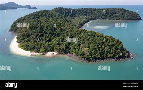 Aerial View On Southern Part Fo Pentai Cenang Beach On Langkawi Island