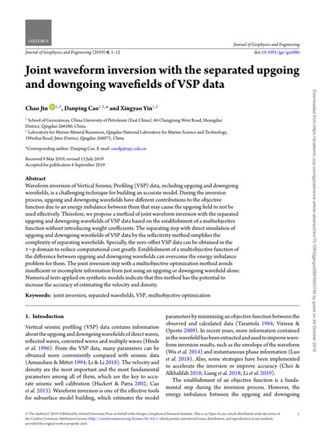 pdf joint waveform inversion with the separated upgoing and downgoing