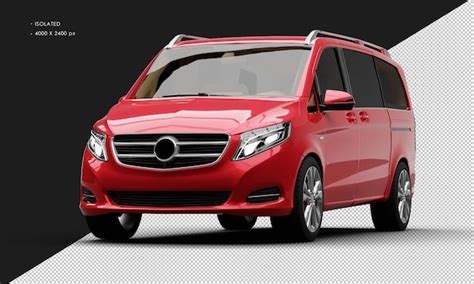 Isolated Realistic Metallic Red Modern Luxury City Van Car From Left