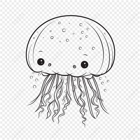 해파리 색칠 페이지 귀여운 카와이 개요 스케치 드로잉 벡터 선 그리기 개요 예술 PNG 일러스트 무료 다운로드 Lovepik