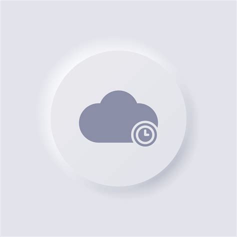 Cloud Icon With Clock Symbol White Neumorphism Soft UI Design For Web Design Application UI