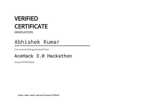 Abhishek Kumar On Linkedin Acehack 30 Hackathon Certificate Rise In