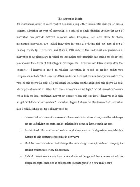 The Innovation Matrix Pdf