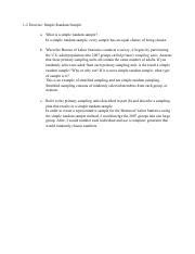 Exercise Simple Random Sample Pdf Exercise Simple Random Sample A What Is A Simple