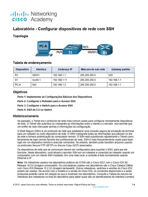 1647 Lab Configure Network Devices With Ssh Pt Br Pdf