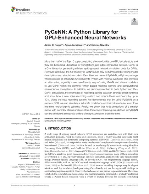 Pdf Pygenn A Python Library For Gpu Enhanced Neural Networks