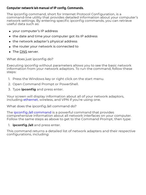 Computer Network Lab Manual Of Ip Config Docx 20241004 162658 0000 Pdf Domain Name