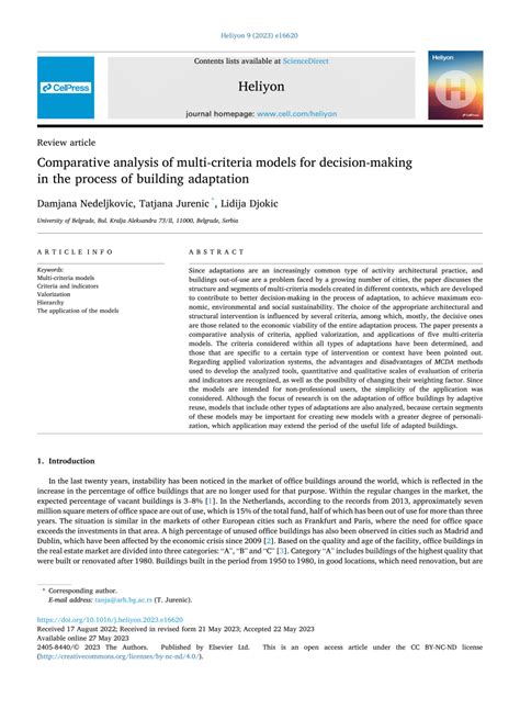 Pdf Comparative Analysis Of Multi Criteria Models For Decision Making