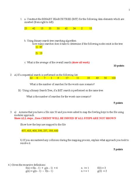 CIS Data Structures And Algorithms CourseWork HW Material A Construct The BINARY
