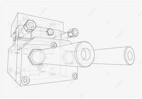 Abstract Industry Object Concept Vector Wire Frame Sketch Manufacturing Vector Wire Frame