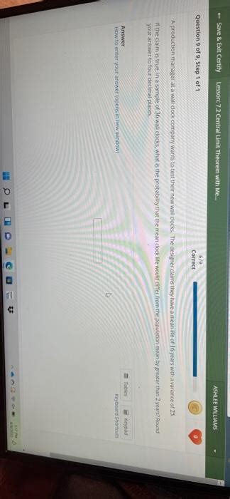 Solved Save & Exit Certify Lesson: 7.2 Central Limit Theorem | Chegg.com
