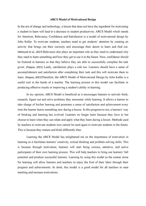 Arcs Model Of Motivational Design Arcs Model Which Stands For Attention Relevance Confidence