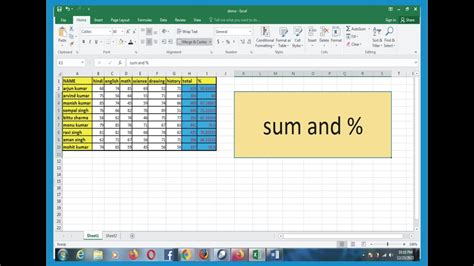 Formula Of Sum Percentagems Excel 2024 Tutorial In Hindi Youtube