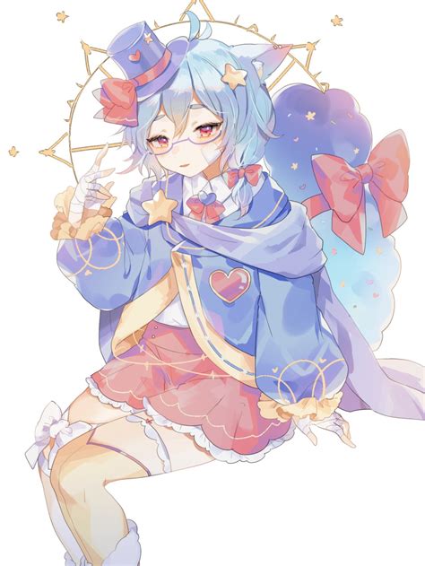 Safebooru 1boy Bandaid Bandaid On Face Blue Vtuber Blush Commission