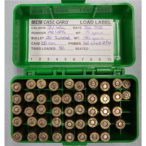 351 Wsl Reload In 223 Rem Casing 180 Gr 44 Rds