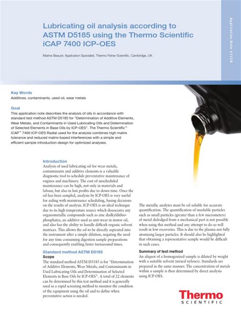 An 43158 Icp Oes Lubricating Oil Astm D5185 An43158 En Pdf Pdf Wear