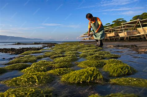 Premium Photo Blue Seaweed Farm In Nusa Penida Bali Farmers