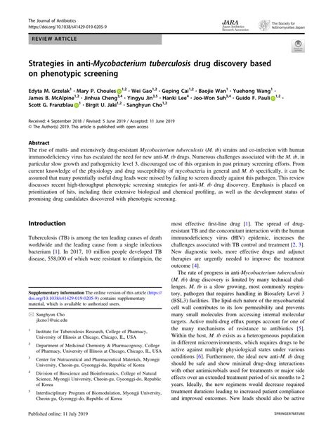 Pdf Strategies In Anti Mycobacterium Tuberculosis Drug Discovery