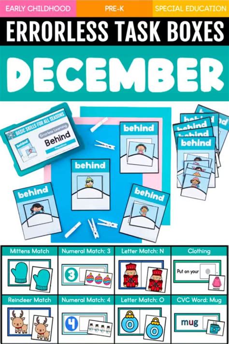 December Errorless Learning Task Boxes 16 Winter Task Boxes Included