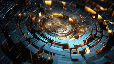 Premium Ai Image Spiral Arrangement Of Interconnected Spiraling Squares With A Futuristic And