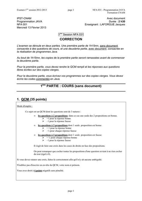 Pdf Télécharger Examen Java Avec Correction Gratuit Pdf