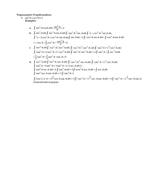 Trigonometric Transformations Pdf