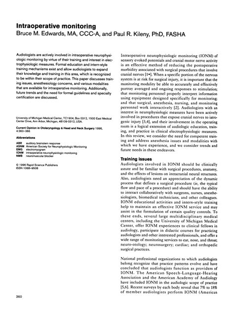 Pdf Intraoperative Monitoring