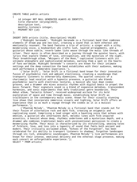 Lecturesqlcode Pdf Performing Arts Contemporary Music