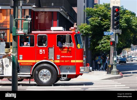 Fire Truck Responding To A 911 Callout Or Shout In Los Angeles