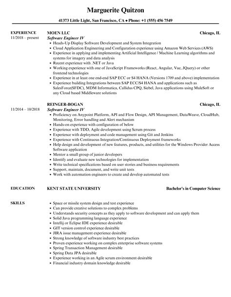 software engineer iv resume samples velvet jobs