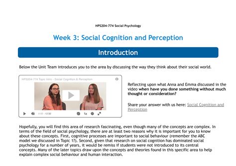 Social Cognition And Perception Hps204 774 Social Psychology Week 3