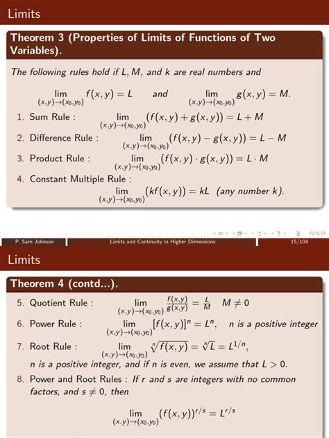 Limits And Continuity In Higher Dimensions Pdf Square Root Numbers