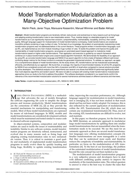 Pdf Model Transformation Modularization As A Many Objective