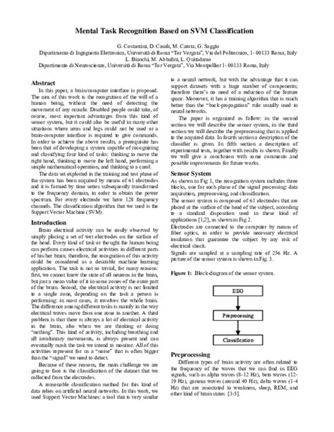 Pdf Mental Task Recognition Based On Svm Classification
