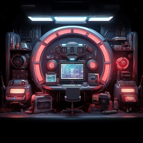 Premium Ai Image Futuristic Computer Gaming Setup Pc High Configuration With Monitors