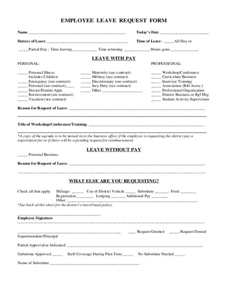 Free 11 Leave Request Form Samples In Pdf Ms Word Excel Hot Sex Picture