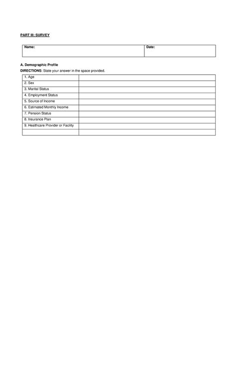 Instrument Validation Part Iii Survey Name Date A Demographic Profile Directions State