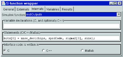 The GUI Used To Specify A C Function Call Which Implements An MMSE Download Scientific Diagram