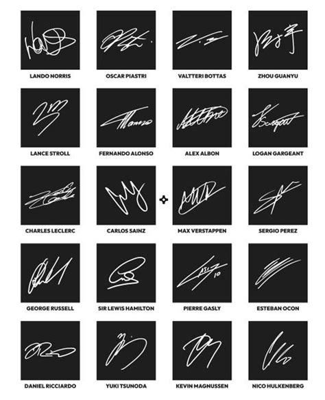 Formula 1 Autograph Poster Racing Driver Signatures Digital Download