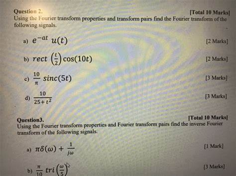 Solved Question Total Marks Using The Fourier Chegg